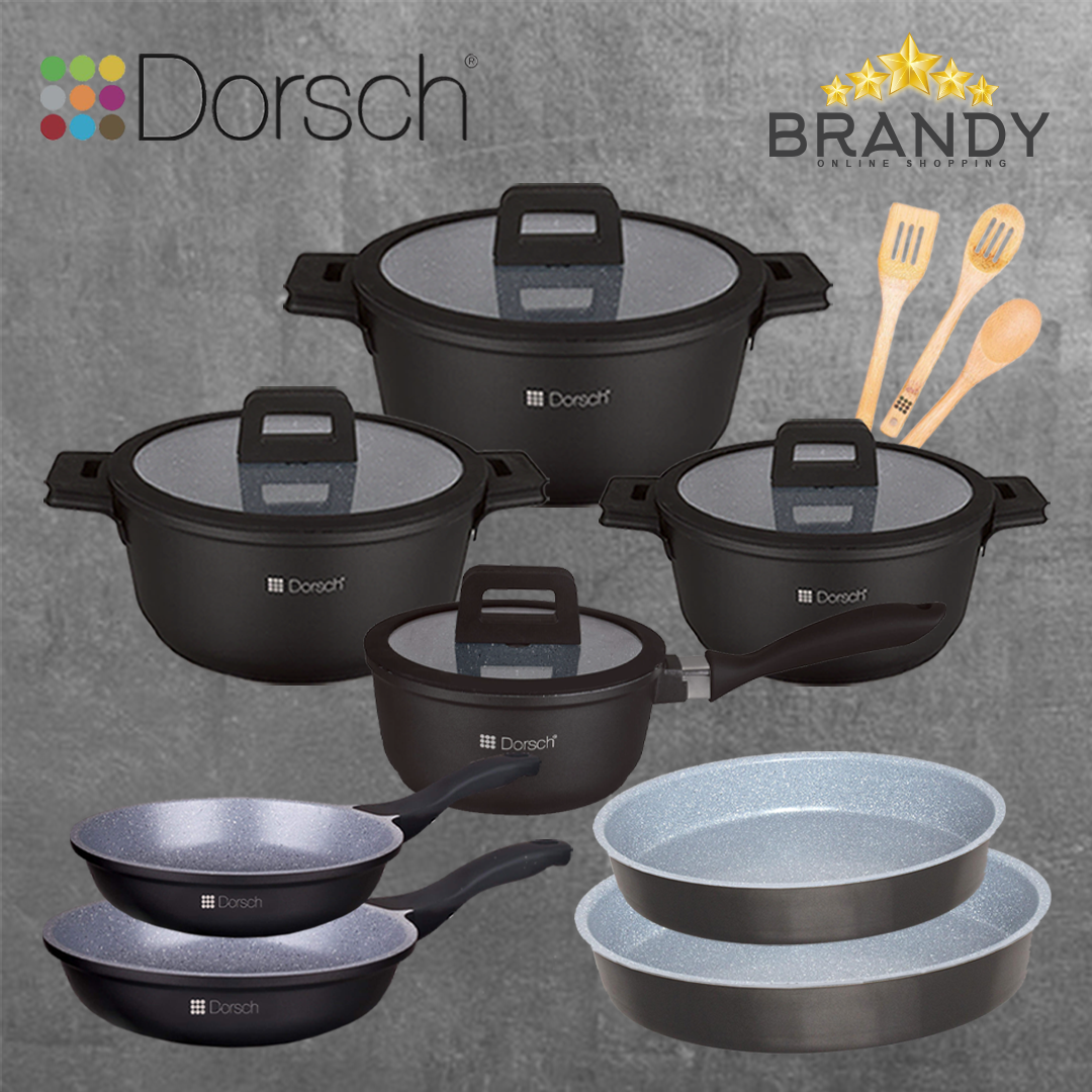 Dorsch Lifetime Granite Cookware Set 8pcs + 3 Wooden Spoons