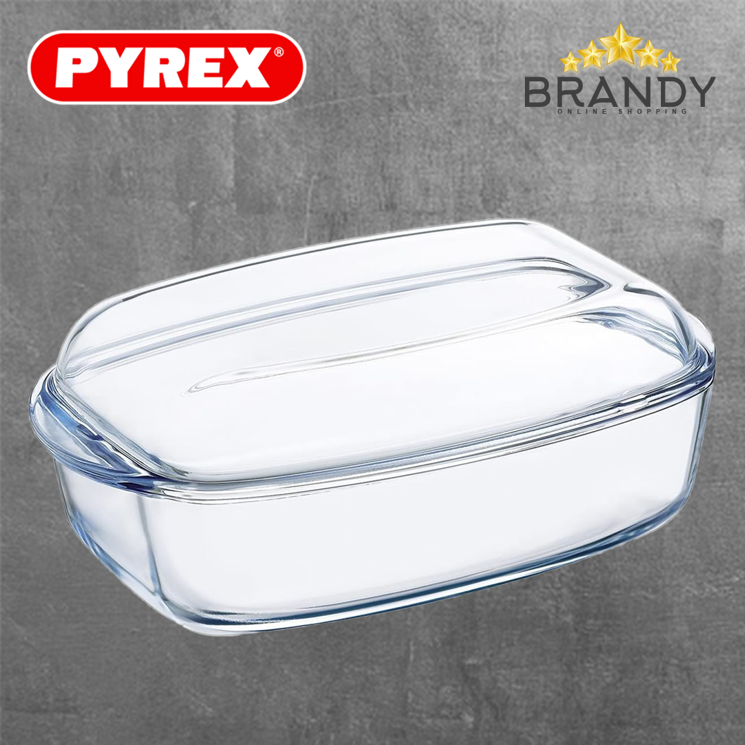 Pyrex Rectangular Casserole Roasting Dish 6.7L 37x22 cm Clear Lid