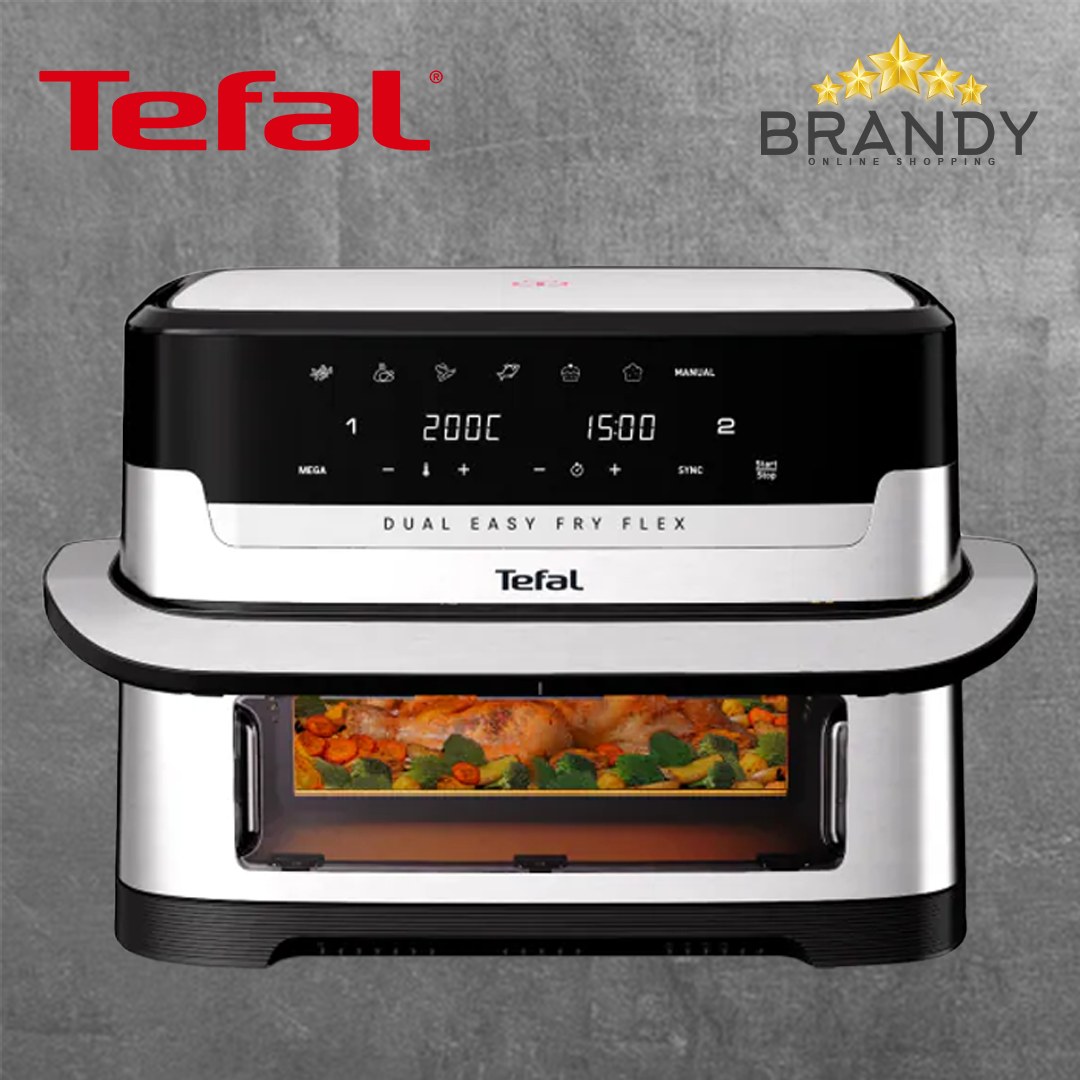 Tefal Easy Fry Dual Flex EY922DG1 Air Fryer 9L Stainless Steel Black