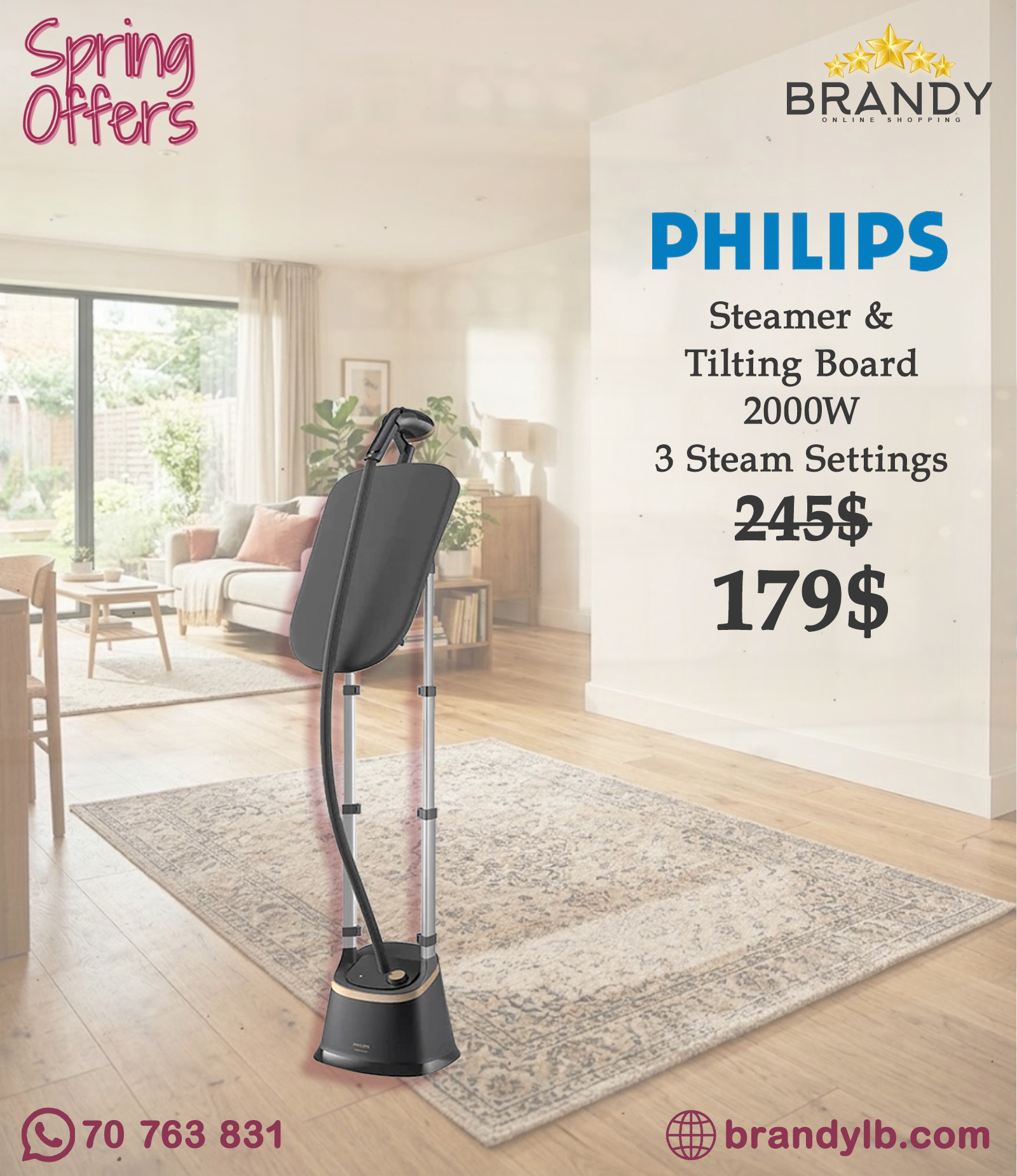 Philips 3000 Series STE3170/80 Stand Steamer 2000W Tilting StyleBoard